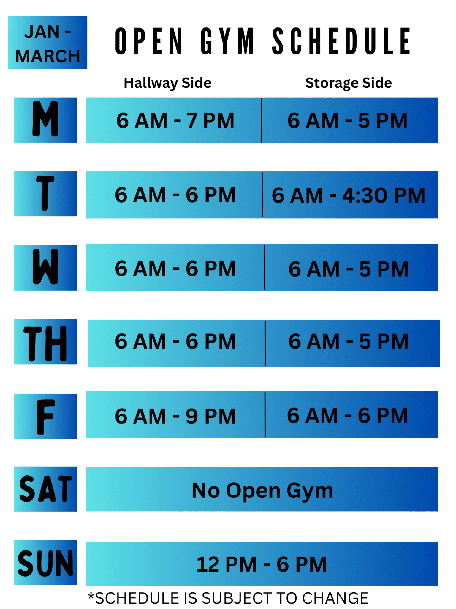 Open Gym Schedule | Collier Township